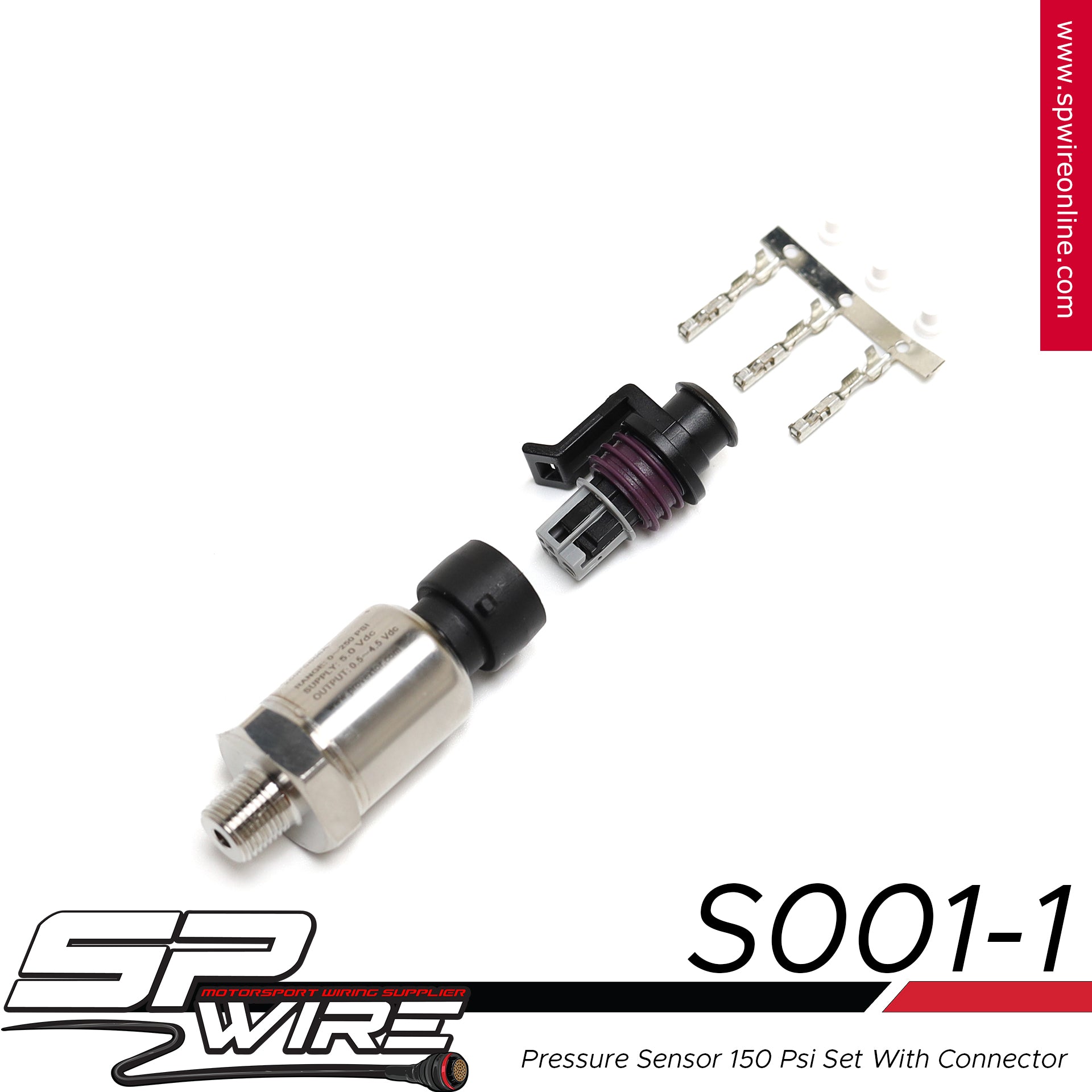 S001-1 #Pressure sensor 150 psi Set with connector – spwire